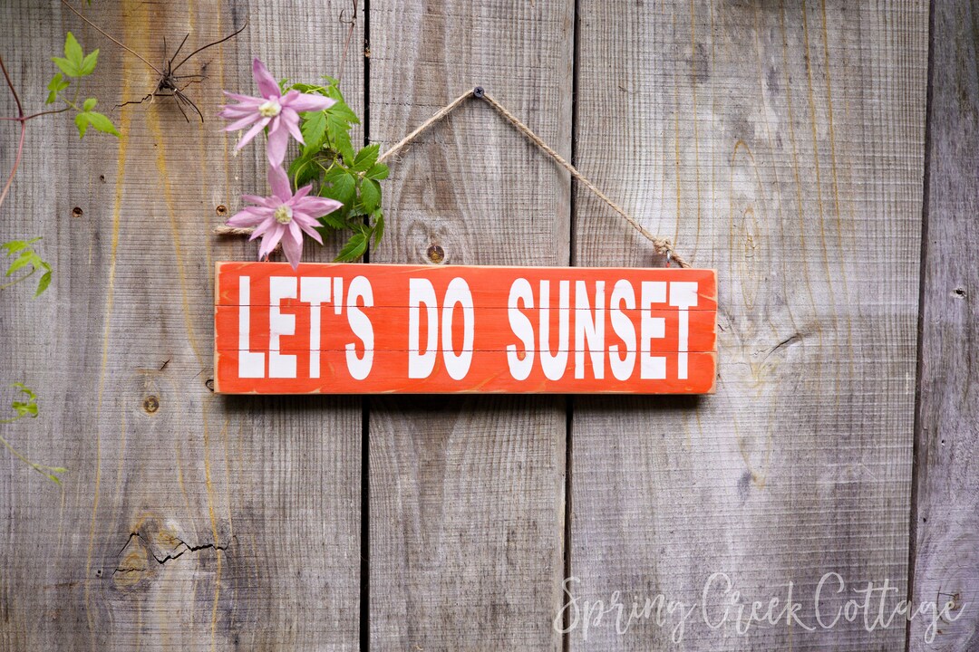 Hand-painted Beach Cottage Sign: Let's Do Sunset, Rustic Barnwood - Etsy