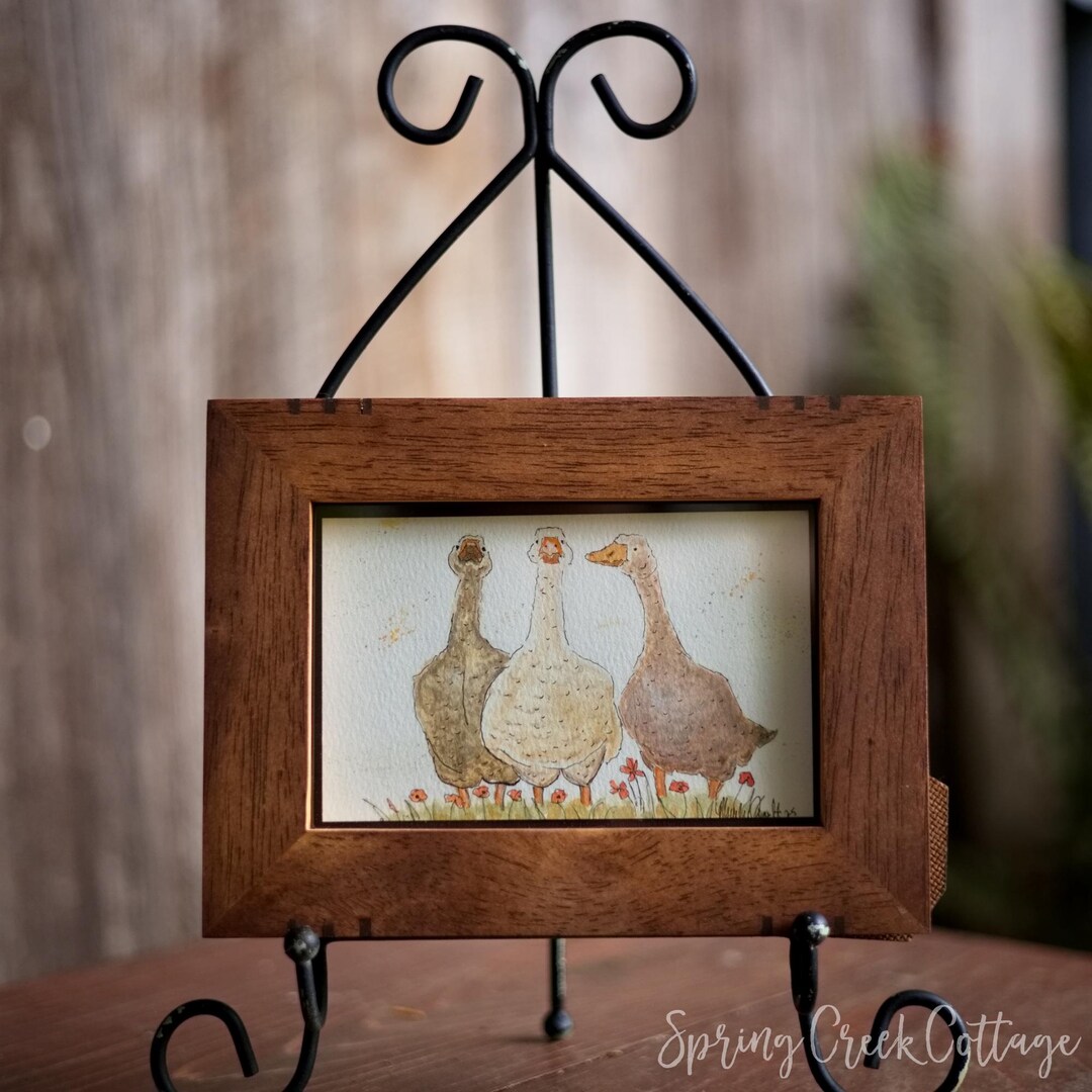 Original Watercolor Hand-painted Duck Portrait: Rustic Wood Frame ...