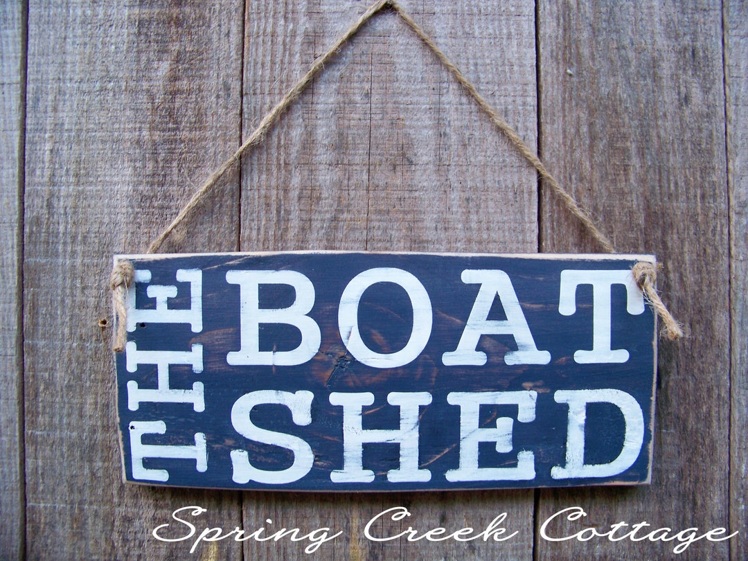 Hand-painted Boat Shed Sign: Rustic Nautical Decor - Etsy