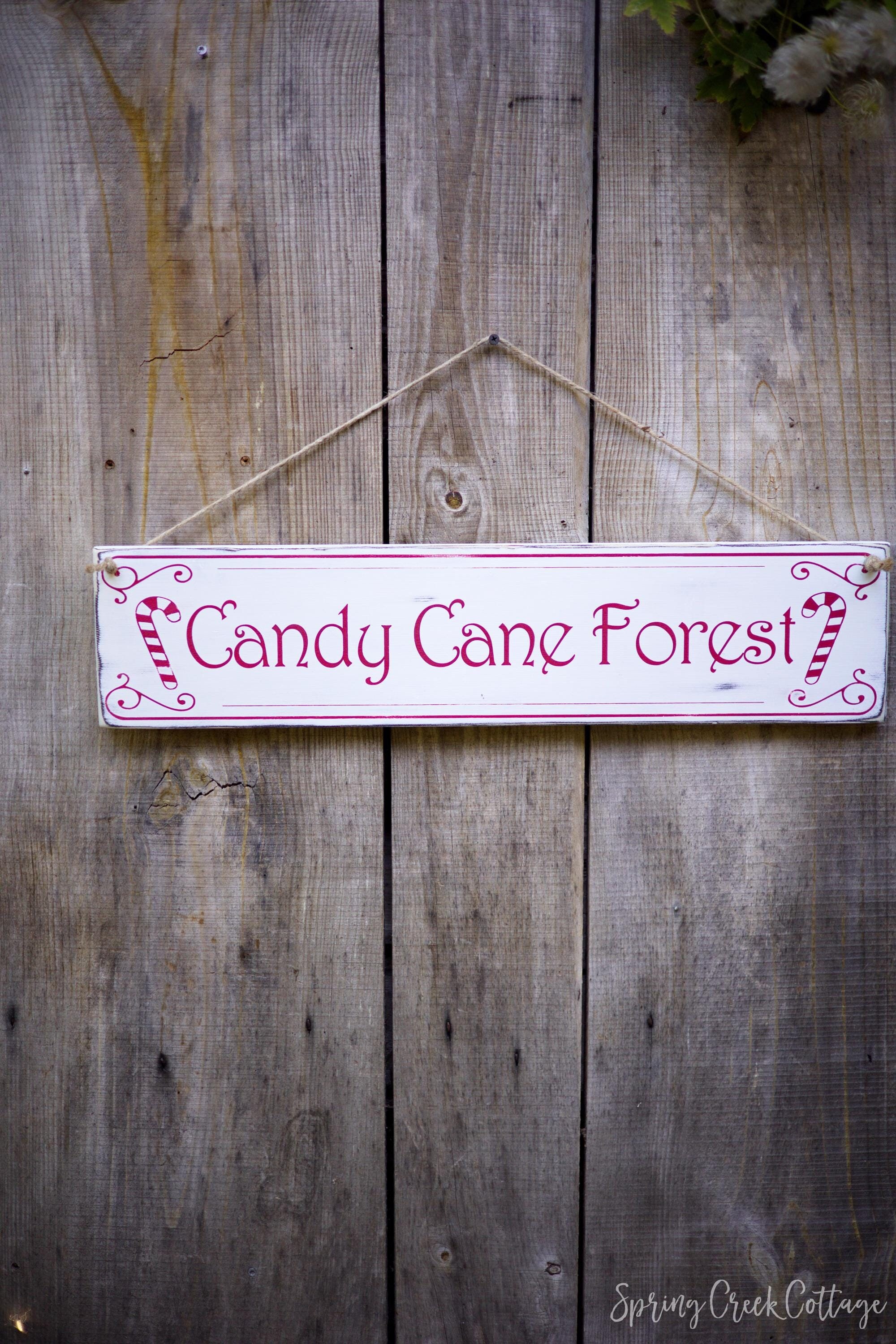Christmas Signs Candy Cane Forest Wood Sign Beautifully Hand-painted on ...