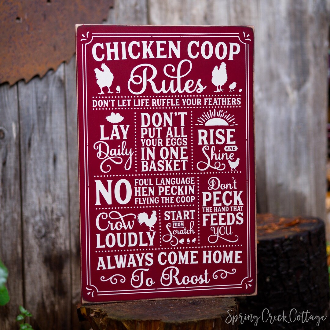 Hand-painted Chicken Coop Rules Sign - Farmhouse Decor (15"x24") - Etsy