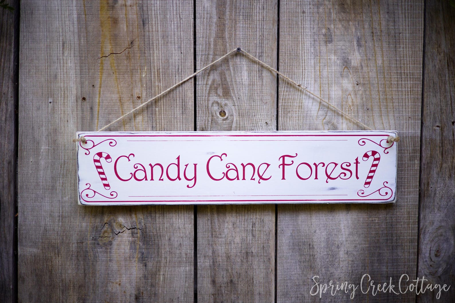 Christmas Signs Candy Cane Forest Wood Sign Beautifully Hand-painted on ...