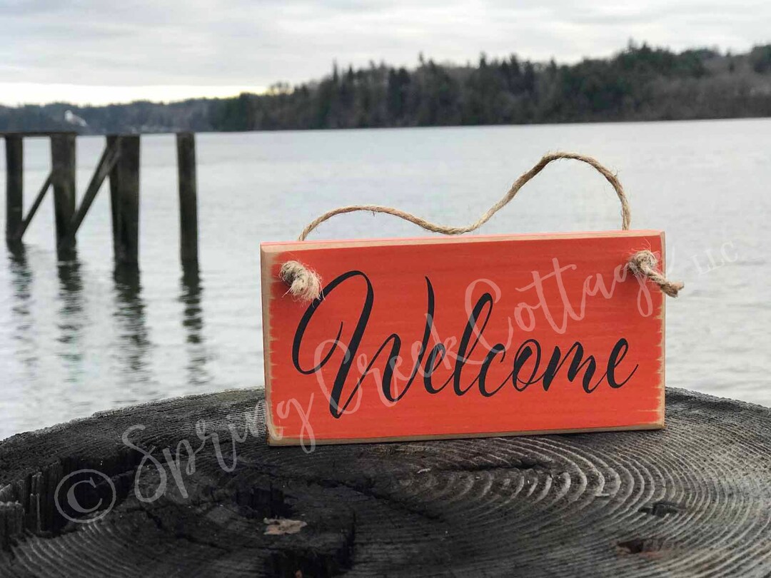 Hand-painted Wood 6x3 Welcome Sign Beautifully Handcrafted on A Rustic ...