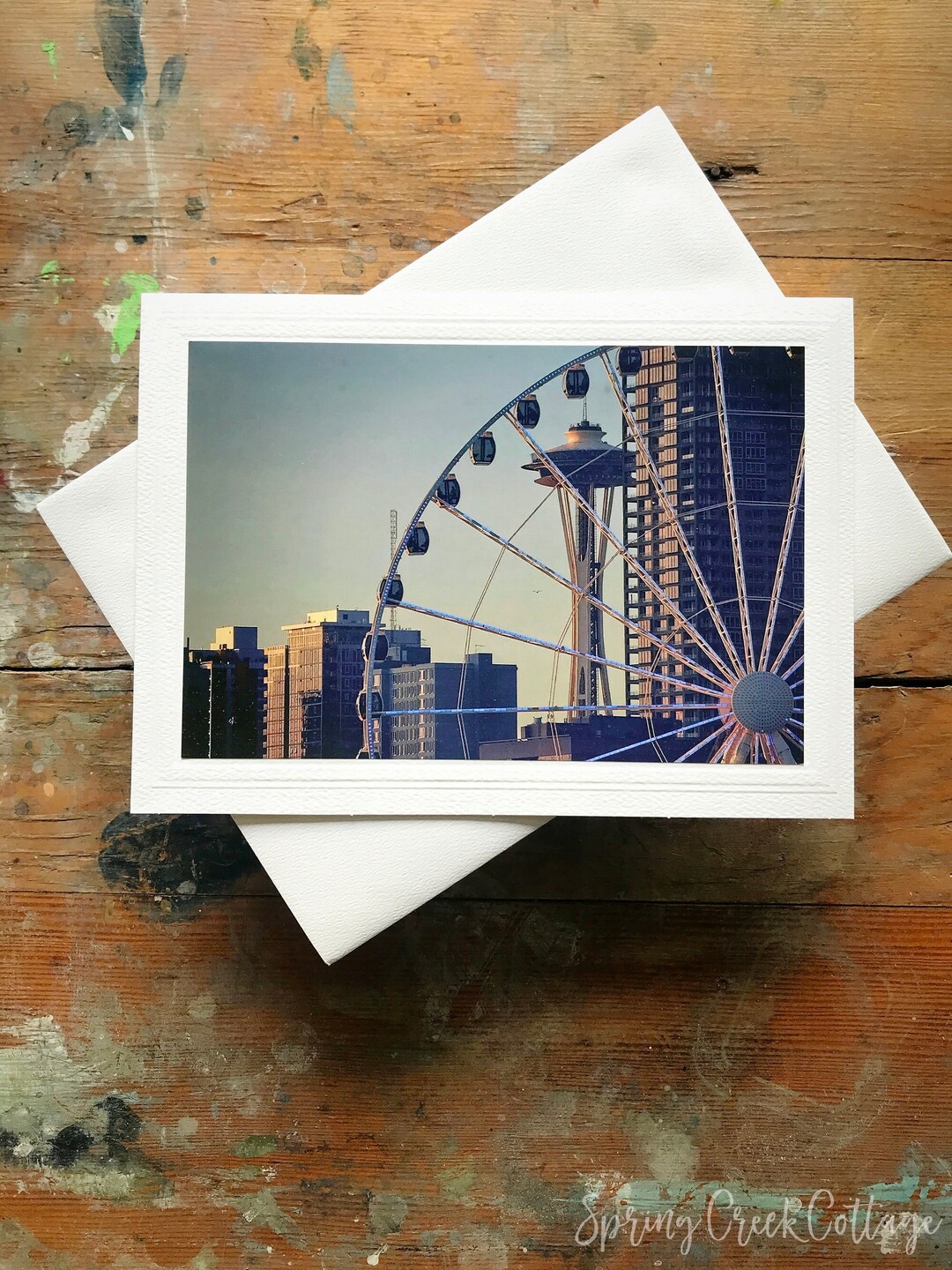 Handmade Seattle Waterfront Photo Card: Frameable Cityscape Note Card ...