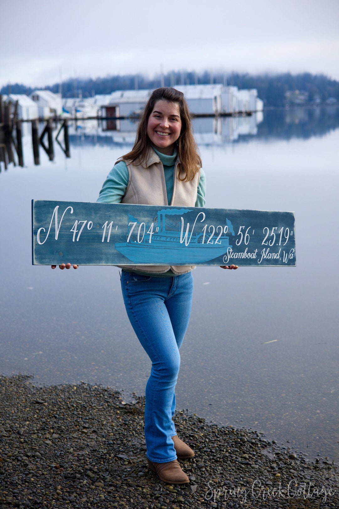 Hand-painted GPS Coordinates Wood Sign: Custom Seaside Cottage Decor - Etsy