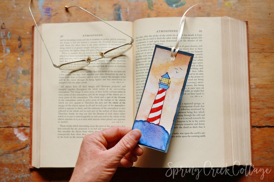 Original Watercolor Bookmark Hand-painted Whimsical Lighthouse Ready to ...