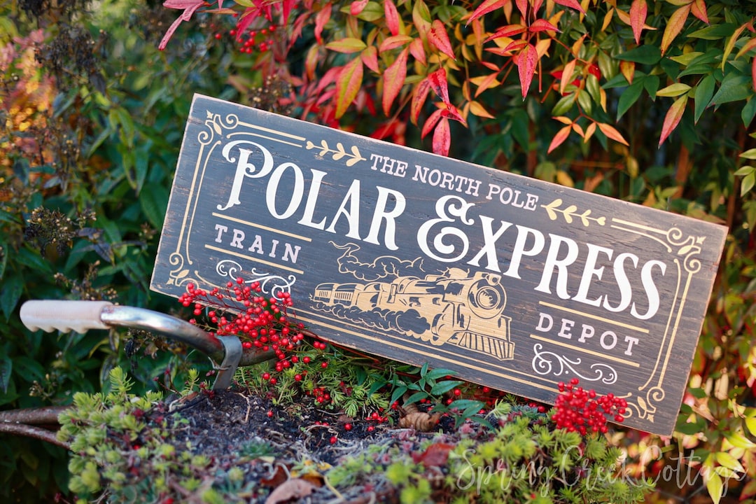 North Pole Polar Express Train Depot Wood Sign Beautifully Hand-painted ...