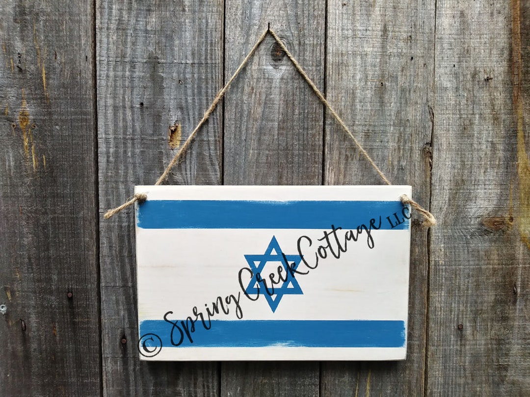 Israeli Flag Distressed Wooden Sign Hand-painted on A Rustic Plank - Etsy