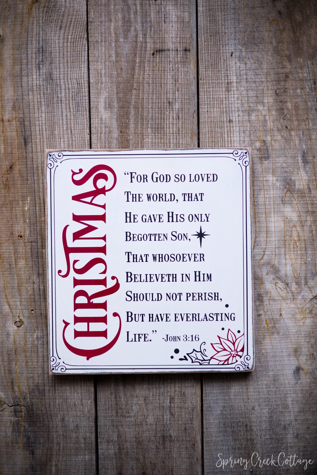 Rustic Farmhouse Christmas Sign John 3:16 12"x13" Wood Sign Holiday ...