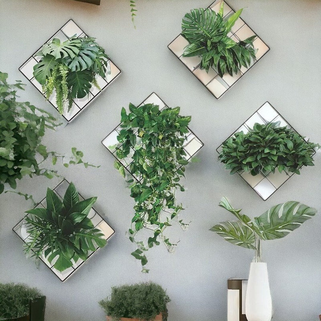 3D Vivid Green Plants Wall Decal Green Leaves Grid Wall Sticker Home ...