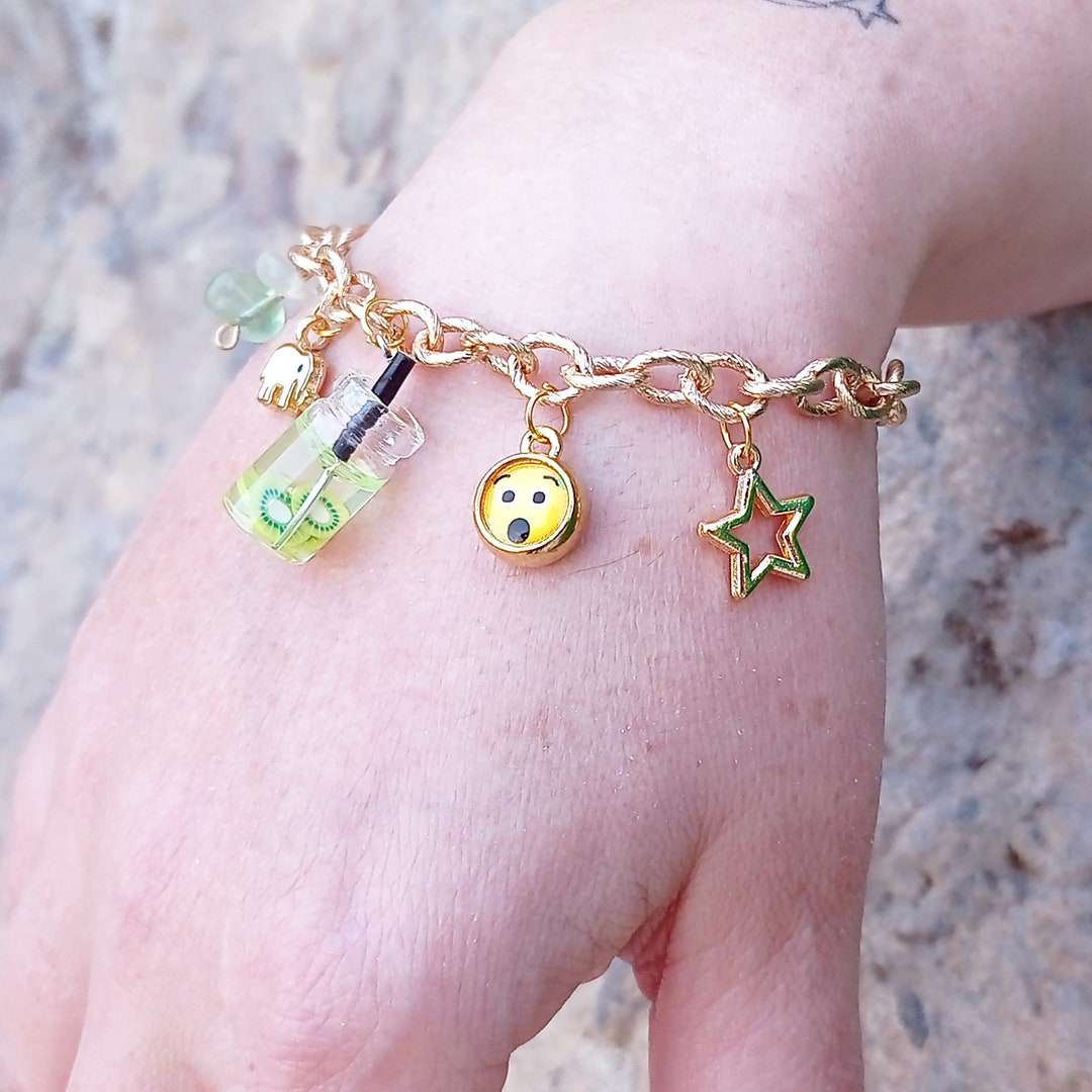 Personalized Gold Charm Bracelet, Handmade Gold Charm Bracelet, Build ...