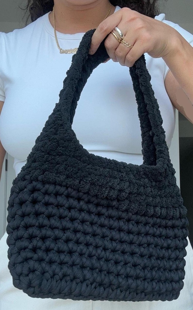 The Little Black Bag Handmade Crochet Purse Made With T-shirt Yarn and ...