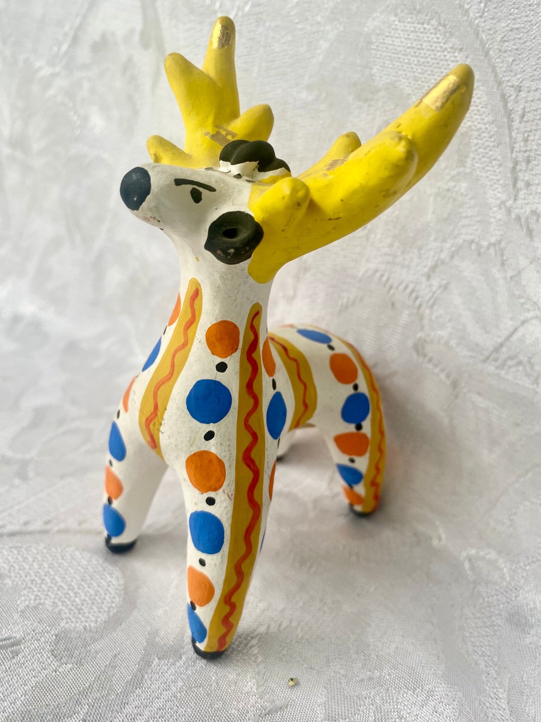 Vintage Dymkovo Russian Clay Folk Art Pottery Reindeer - Etsy