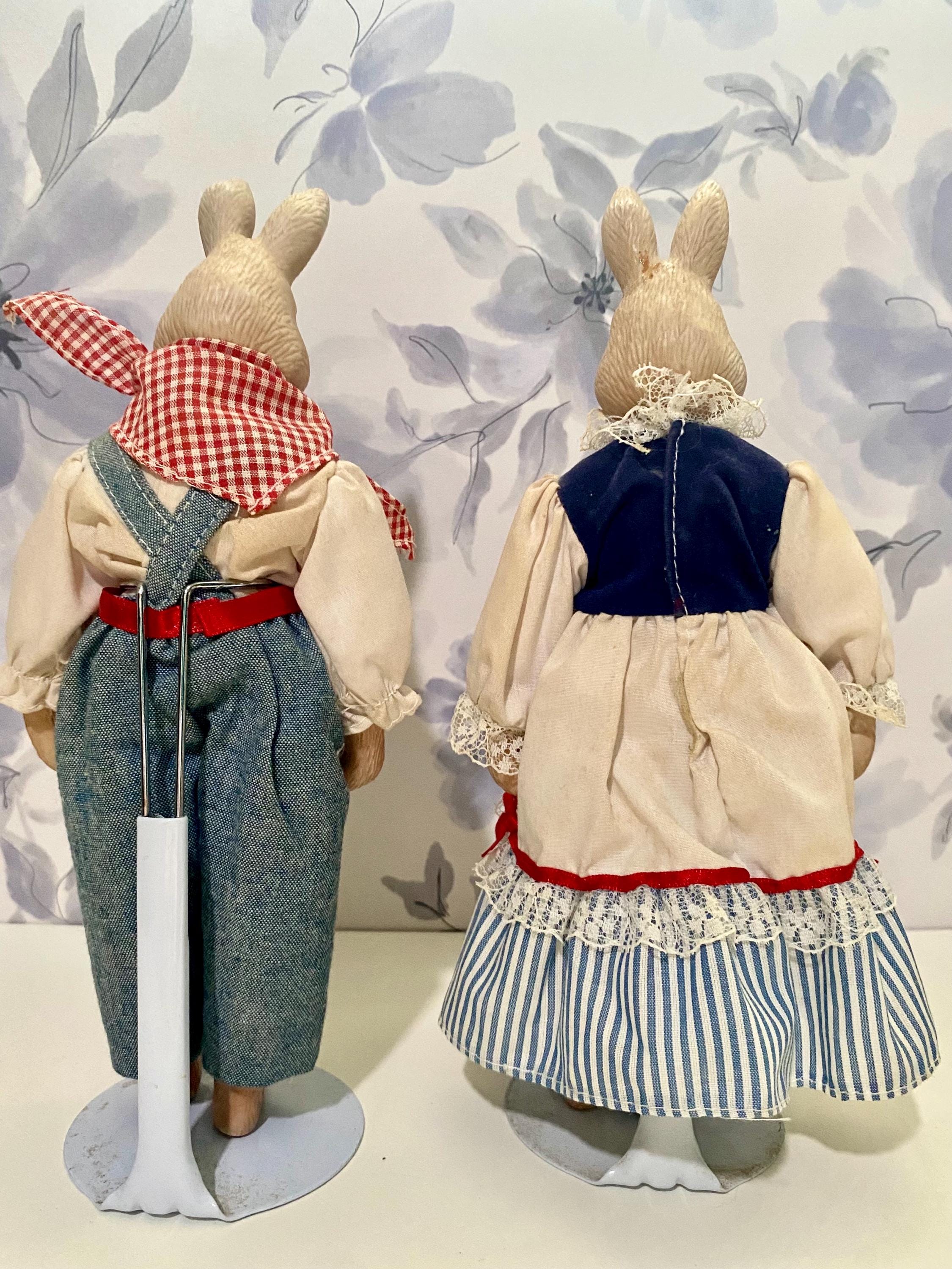 Billy Betsy Easter Bunny Rabbit Porcelain Doll Set of Two Soft Body ...