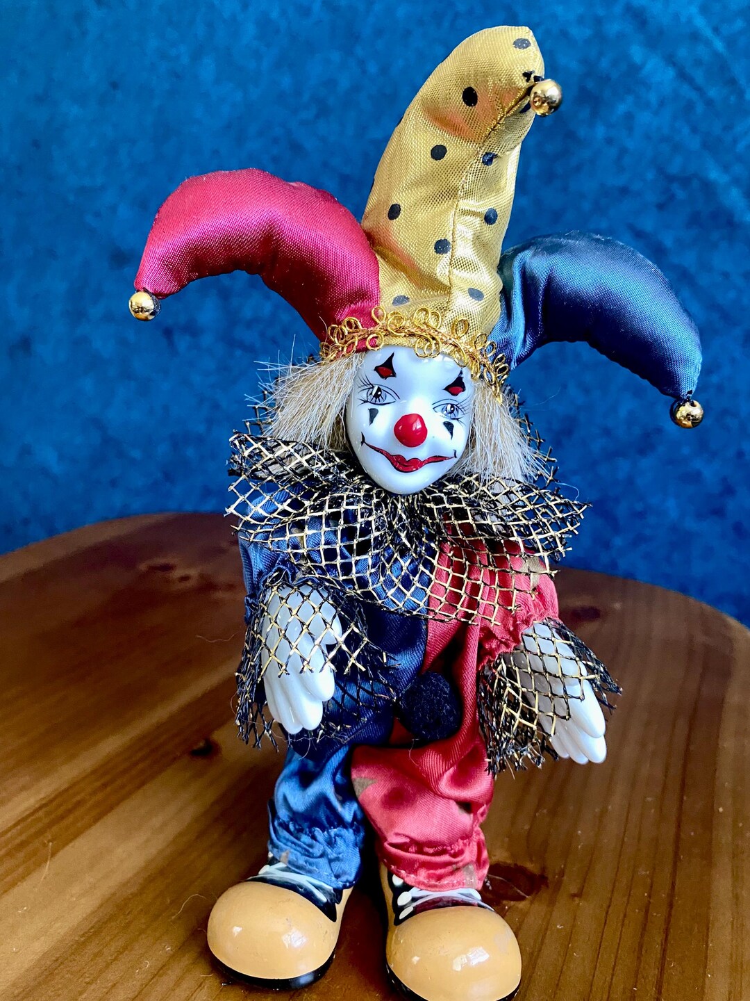 Vintage Small Jester Clown Doll Harlequin Doll Painted Face - Etsy