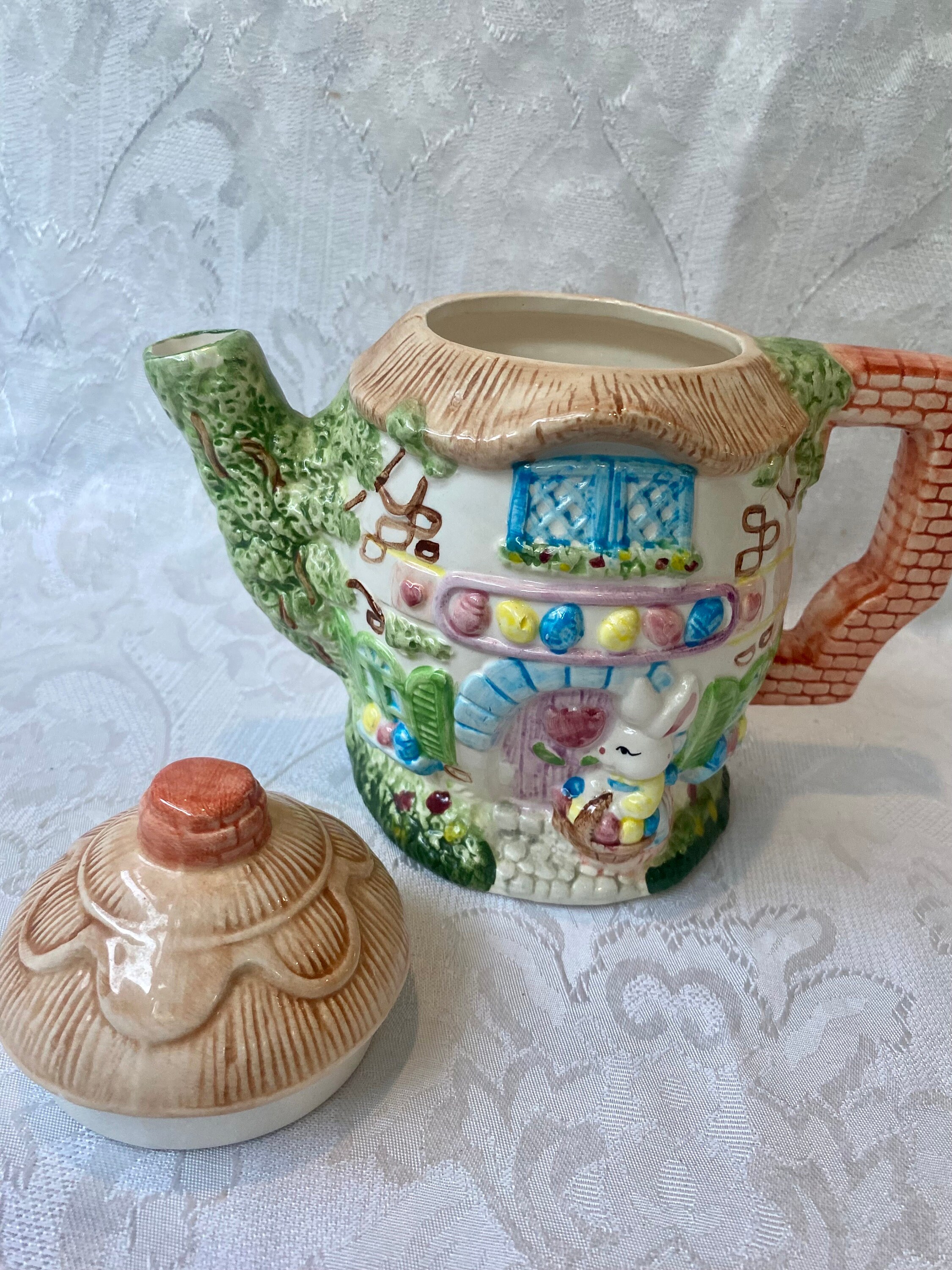 Vintage Easter Bunny House Lidded Teapot - Etsy