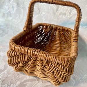 Vintage Top Handle Small Wicker Handcrafted Basket - Etsy