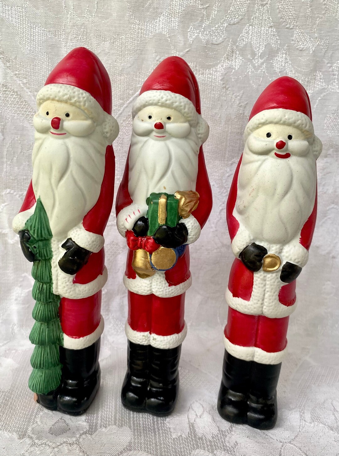 Vintage Tall Skinny Santa 8 in Ceramic Figurine - Etsy