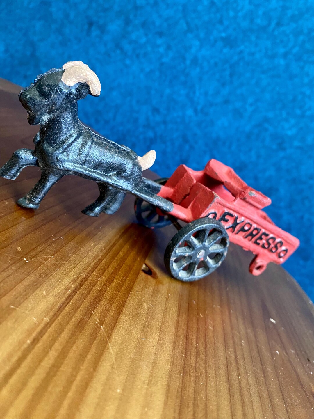Vintage Cast Iron Goat Pulling Red Express Cart - Etsy