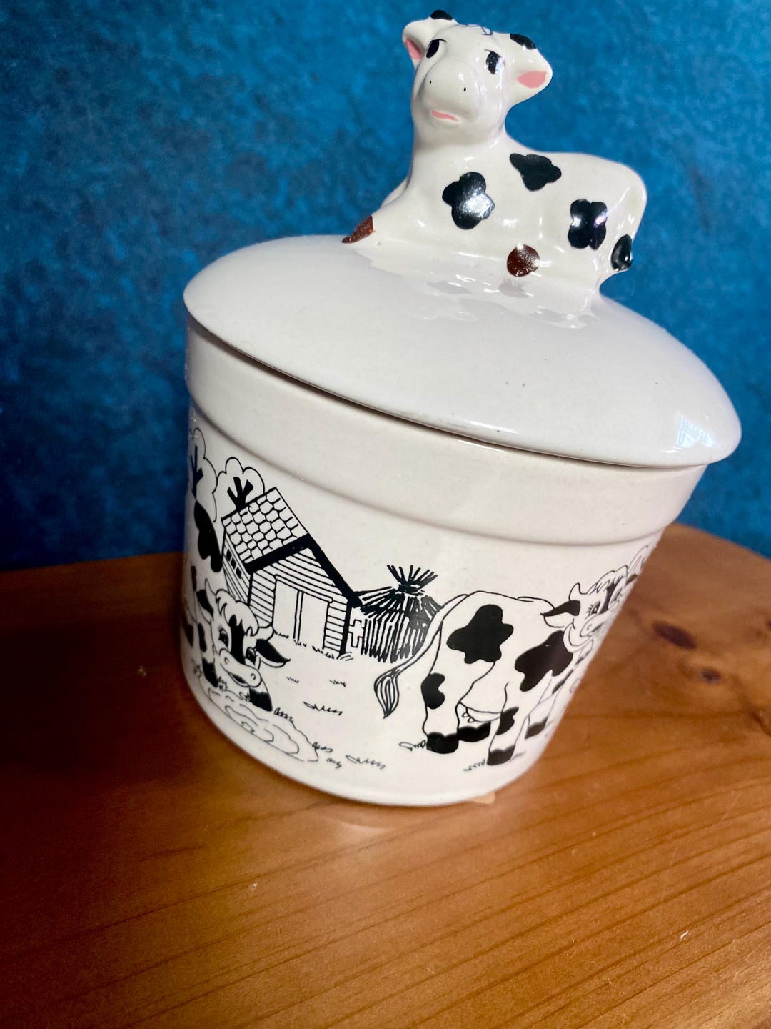 Vintage Cow Jar Canister - Charming Farmhouse Decor Kitchen Cookie Food ...