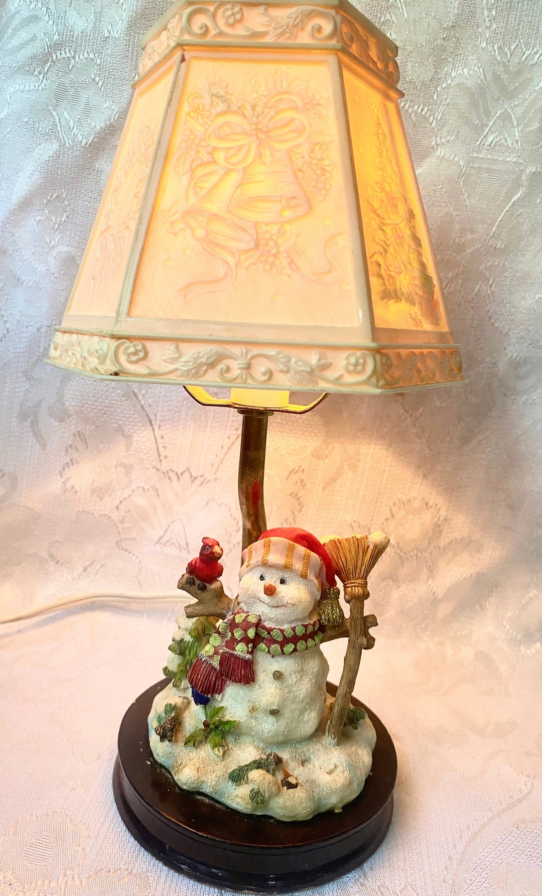 Vintage Small Snowman Table Lamp - Etsy