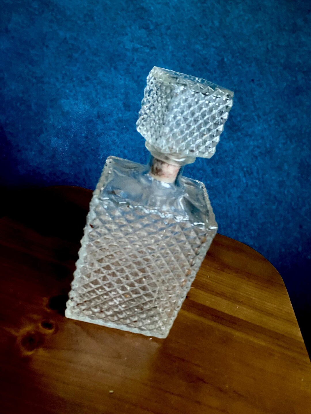 Vintage MCM 1958 Thatcher Cut Glass Diamond Pattern Square Decanter ...