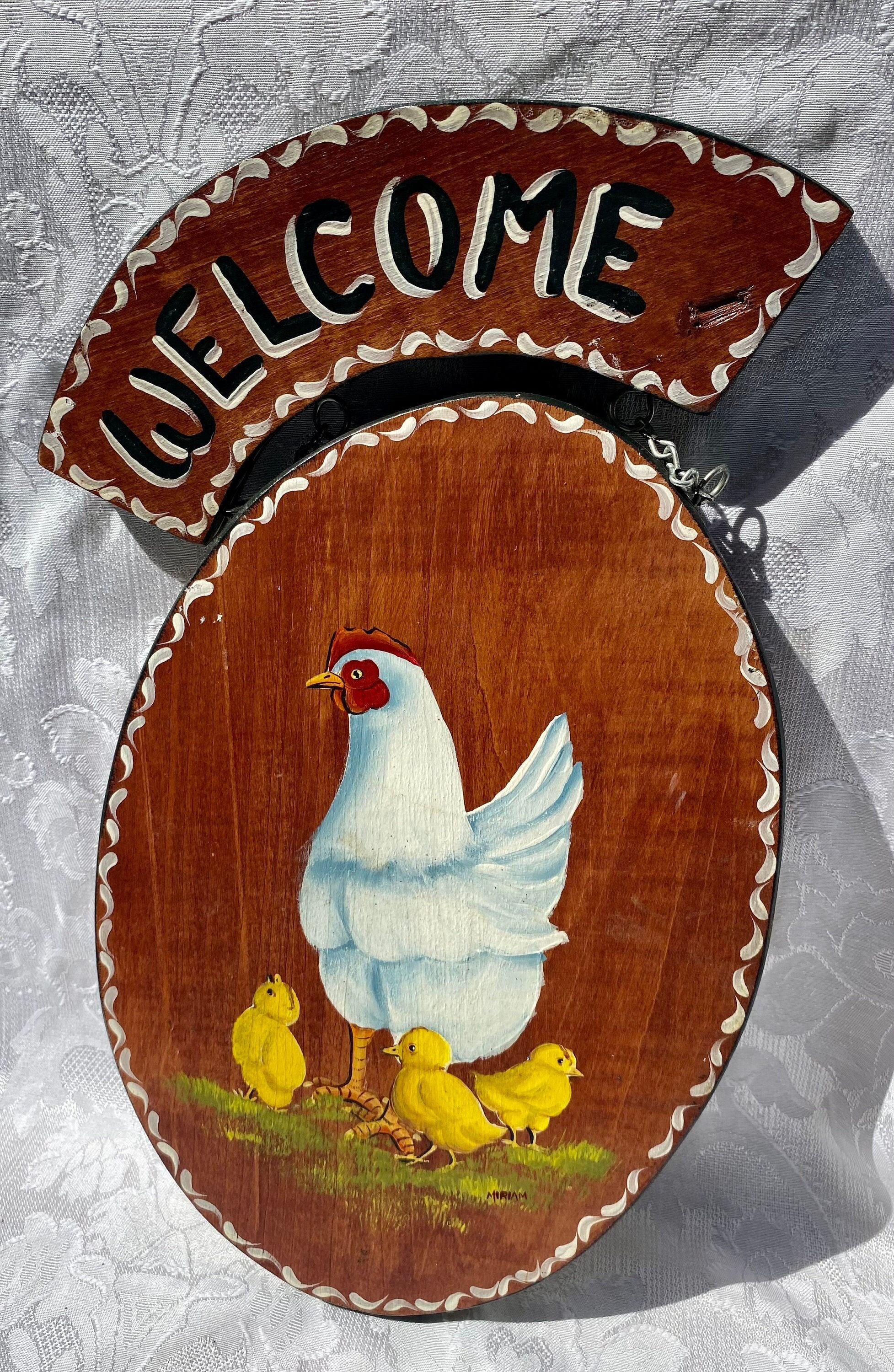 Vintage Hand Painted Wooden Welcome Sign - Etsy