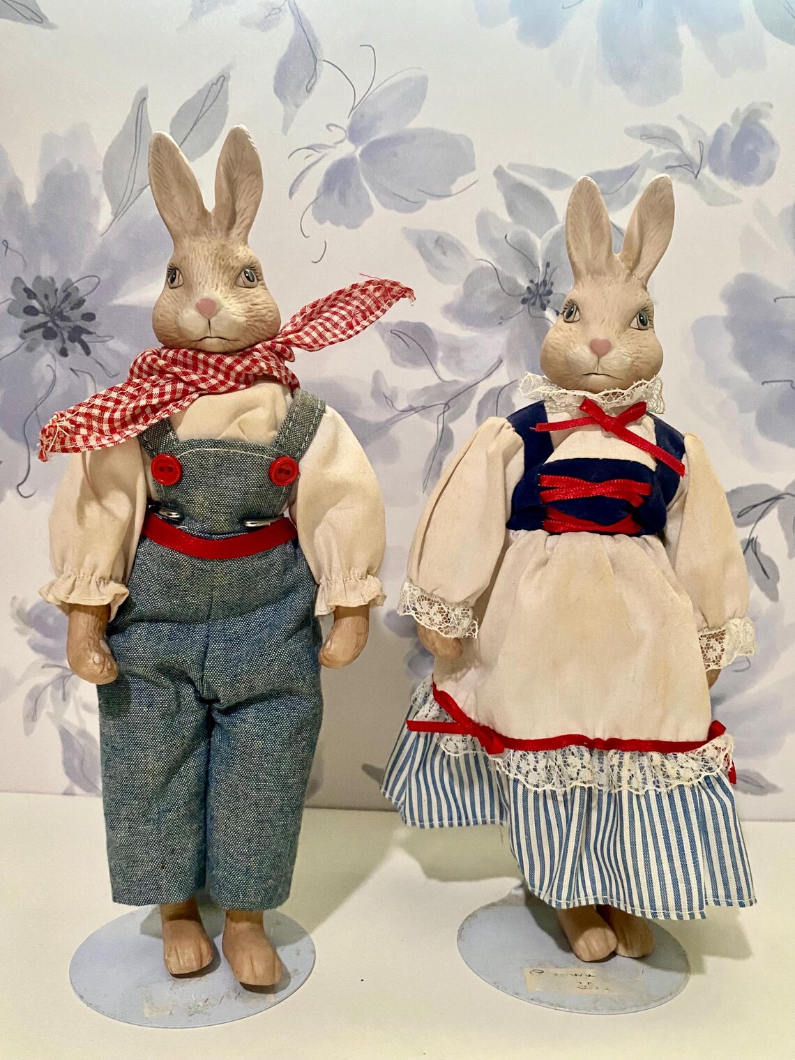 Billy Betsy Easter Bunny Rabbit Porcelain Doll Set of Two Soft Body ...
