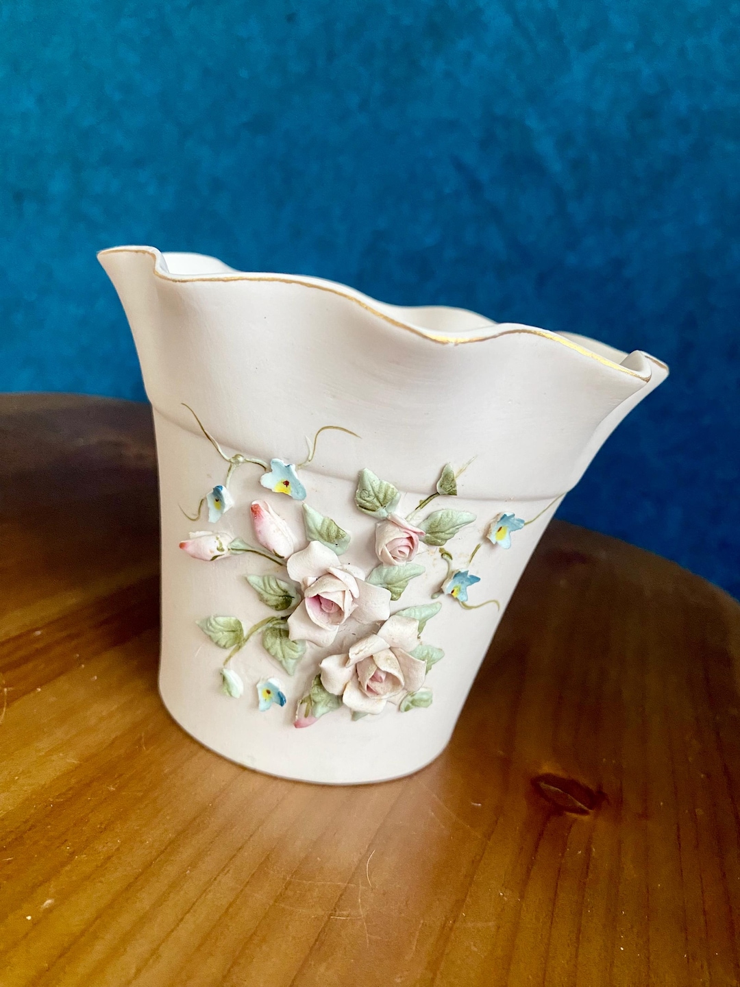 Vintage Lefton China Hand Painted Light Pink Porcelain Rose Design 3D ...