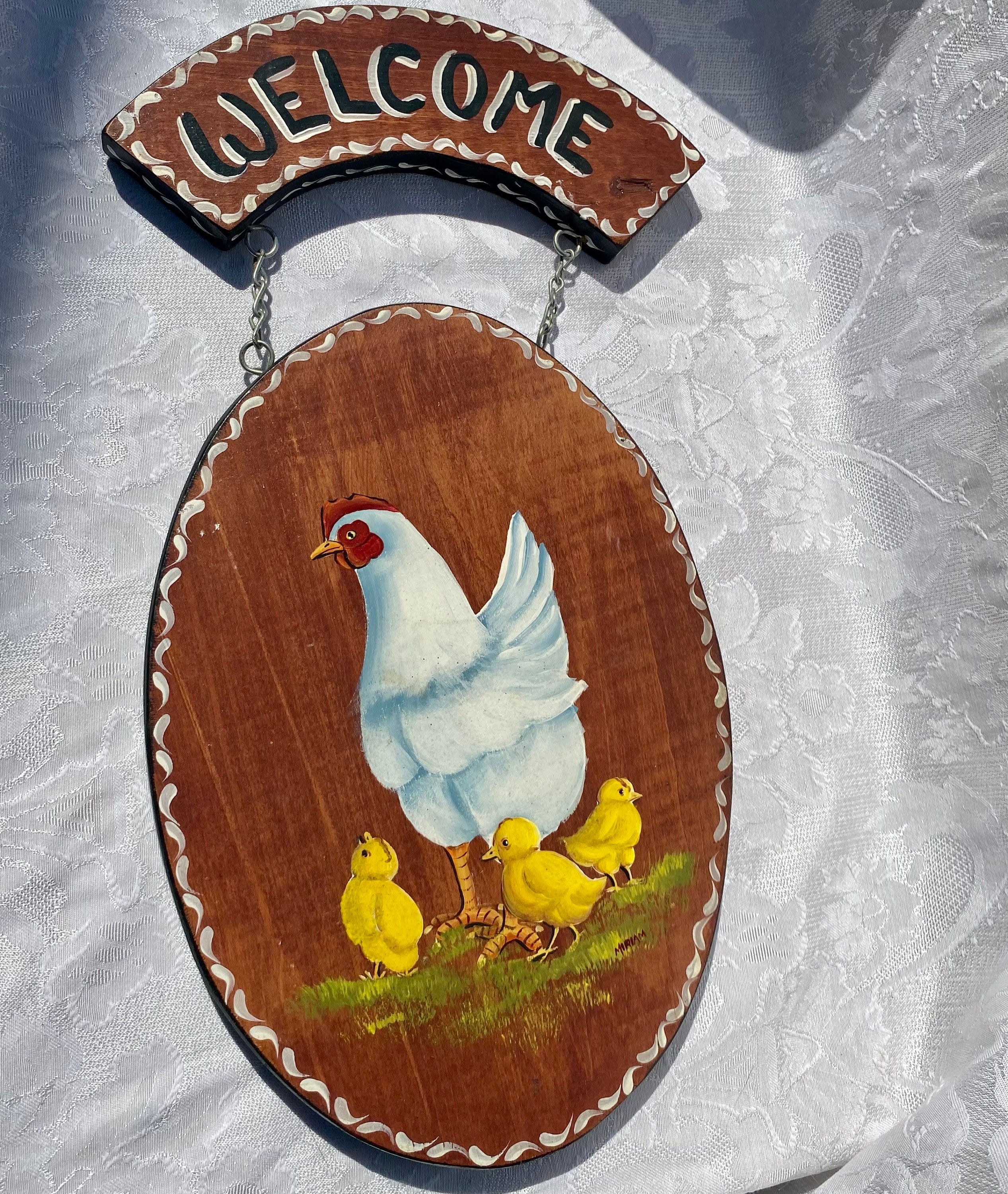 Vintage Hand Painted Wooden Welcome Sign - Etsy