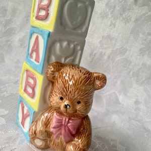 Vintage Baby Block Ceramic Teddy Bear Nursery Decor - Etsy