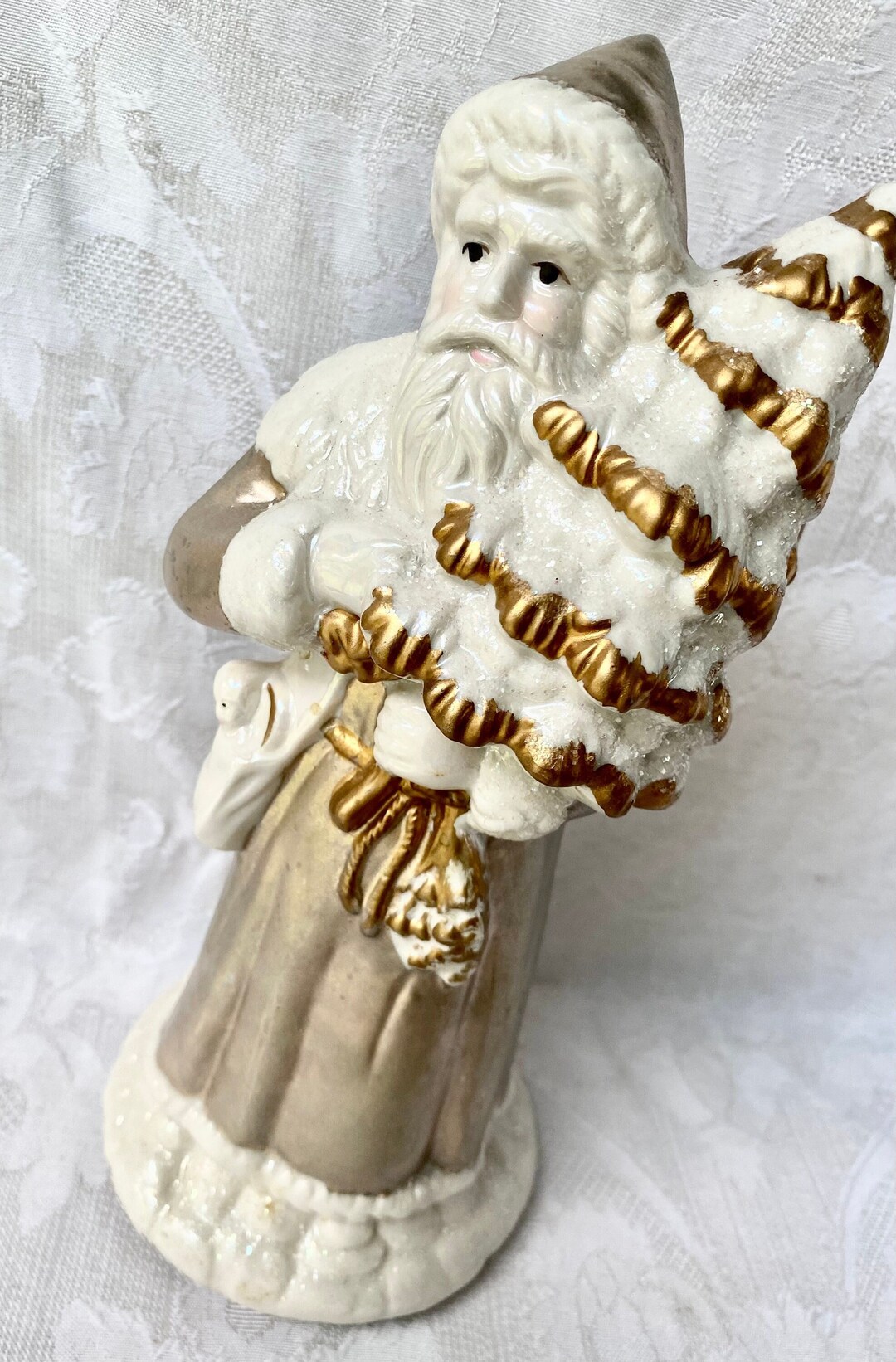 Vintage Cracker Barrel Santa Musical Fine Pearlized Porcelain Figurine ...