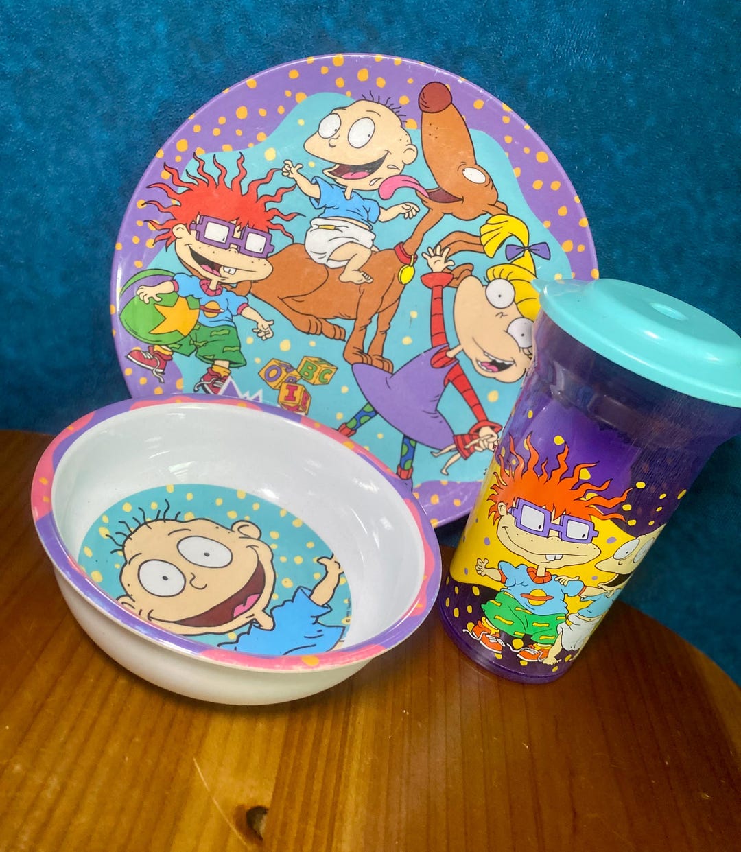 Nickelodeon Rugrats Child Dishes Zak Vintage 90s Plate Bowl Cup Set ...
