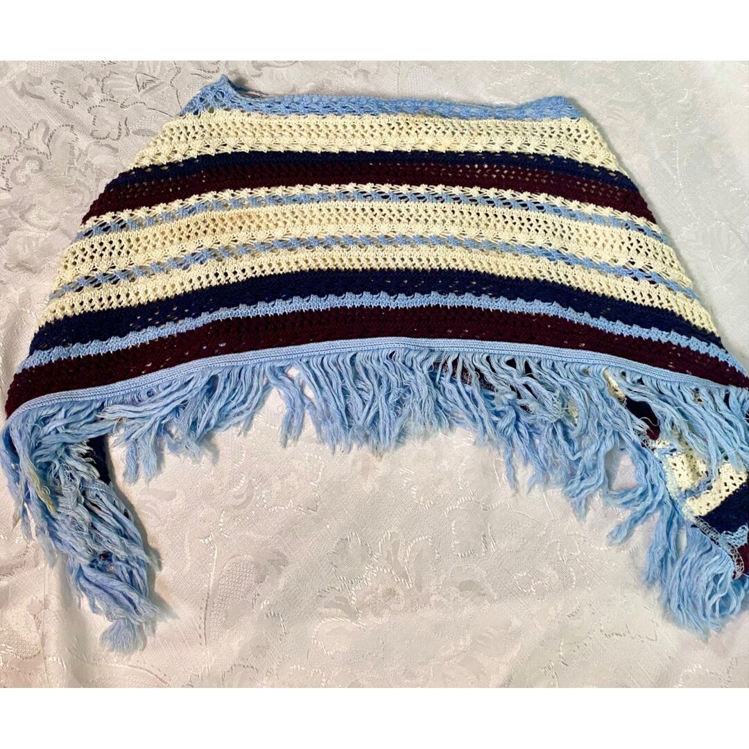 Vintage Crochet Fairycore Cottagecore Multi Color Cool Toned Striped ...