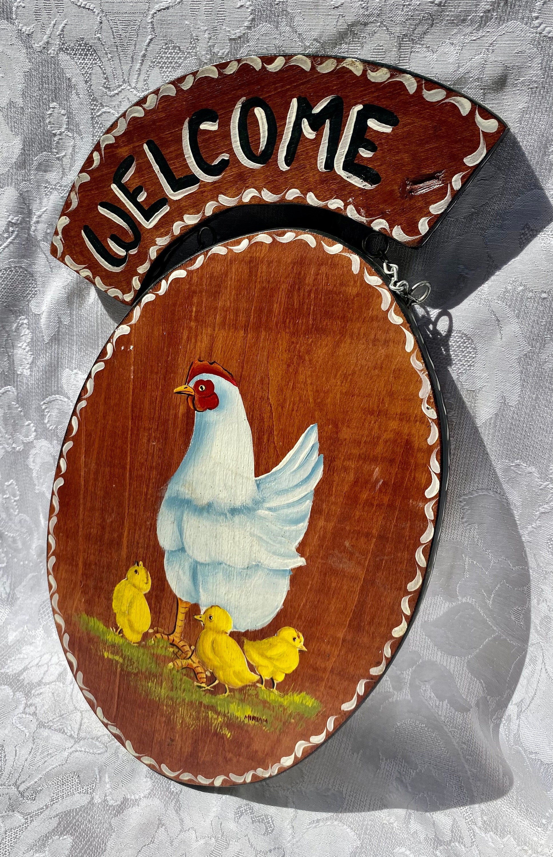 Vintage Hand Painted Wooden Welcome Sign - Etsy