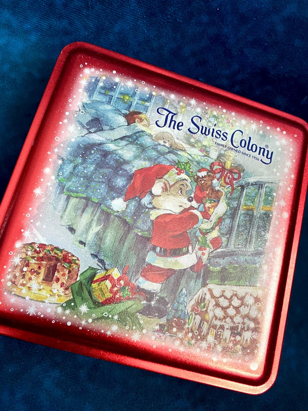 Vintage Swiss Colony Christmas Red Square Cute Santa Mouse Seasonal ...