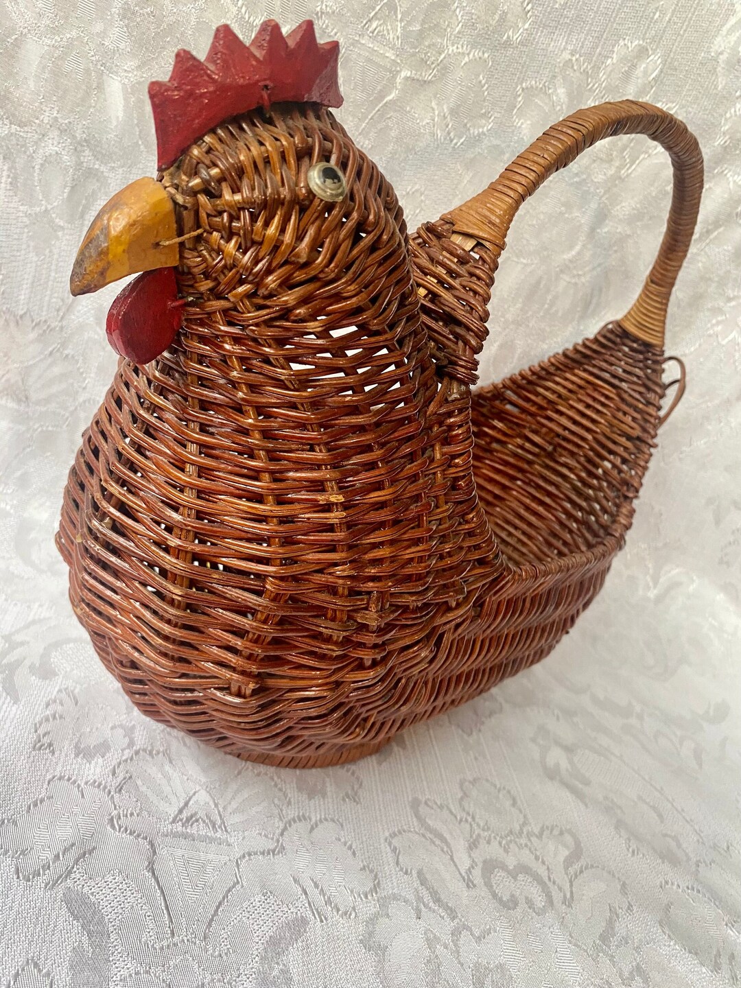 Vintage Wicker Bunny Planter Woven Rabbit Rattan Basket - Etsy