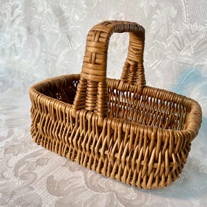 Vintage Top Handle Small Wicker Handcrafted Basket - Etsy
