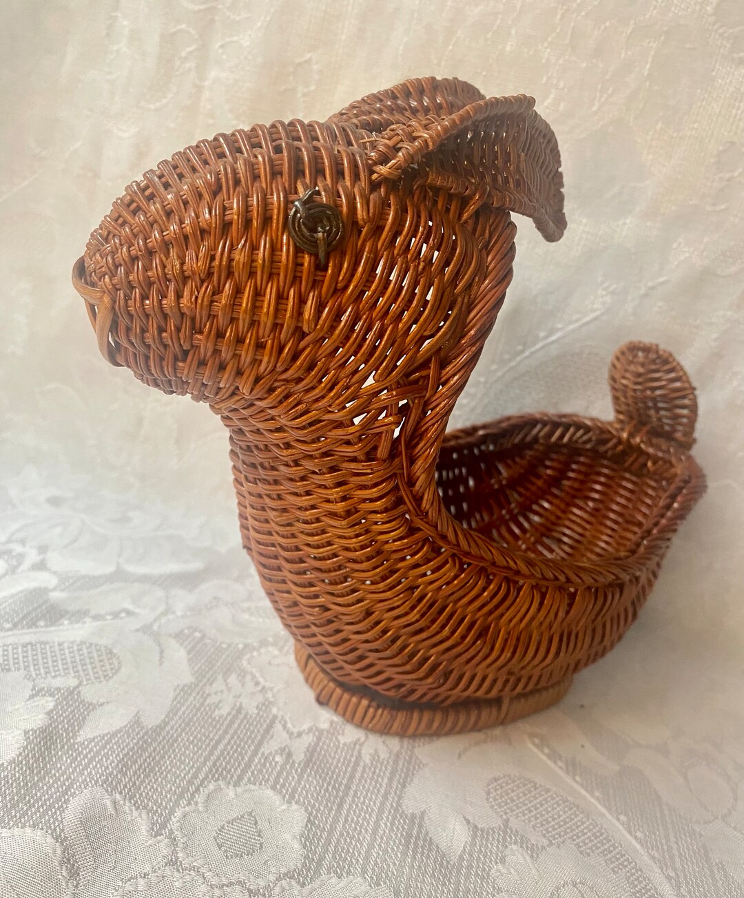 Vintage Wicker Bunny Planter Woven Rabbit Rattan Basket - Etsy