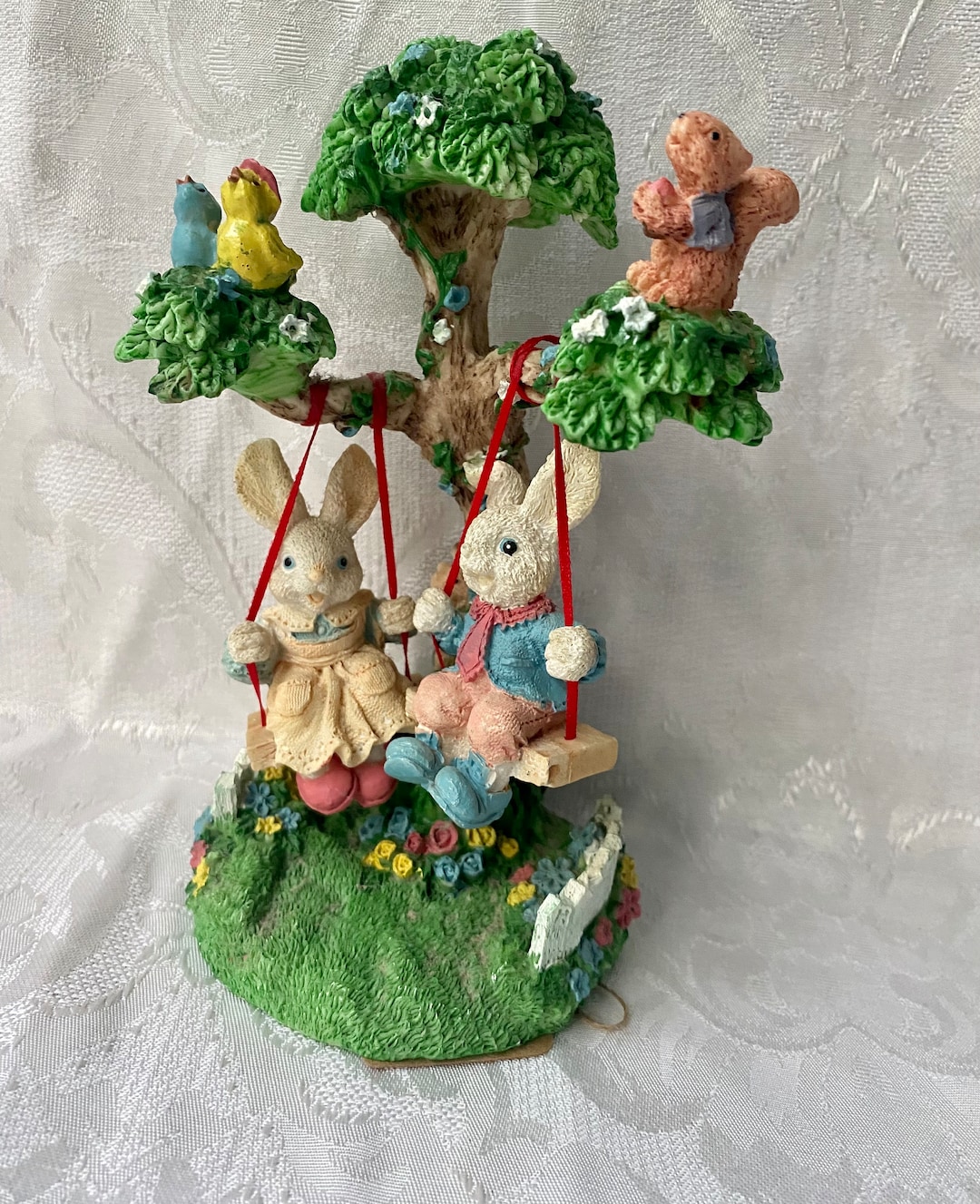 Vintage Cottontail Collection Figurine Bunnies Swinging - Etsy