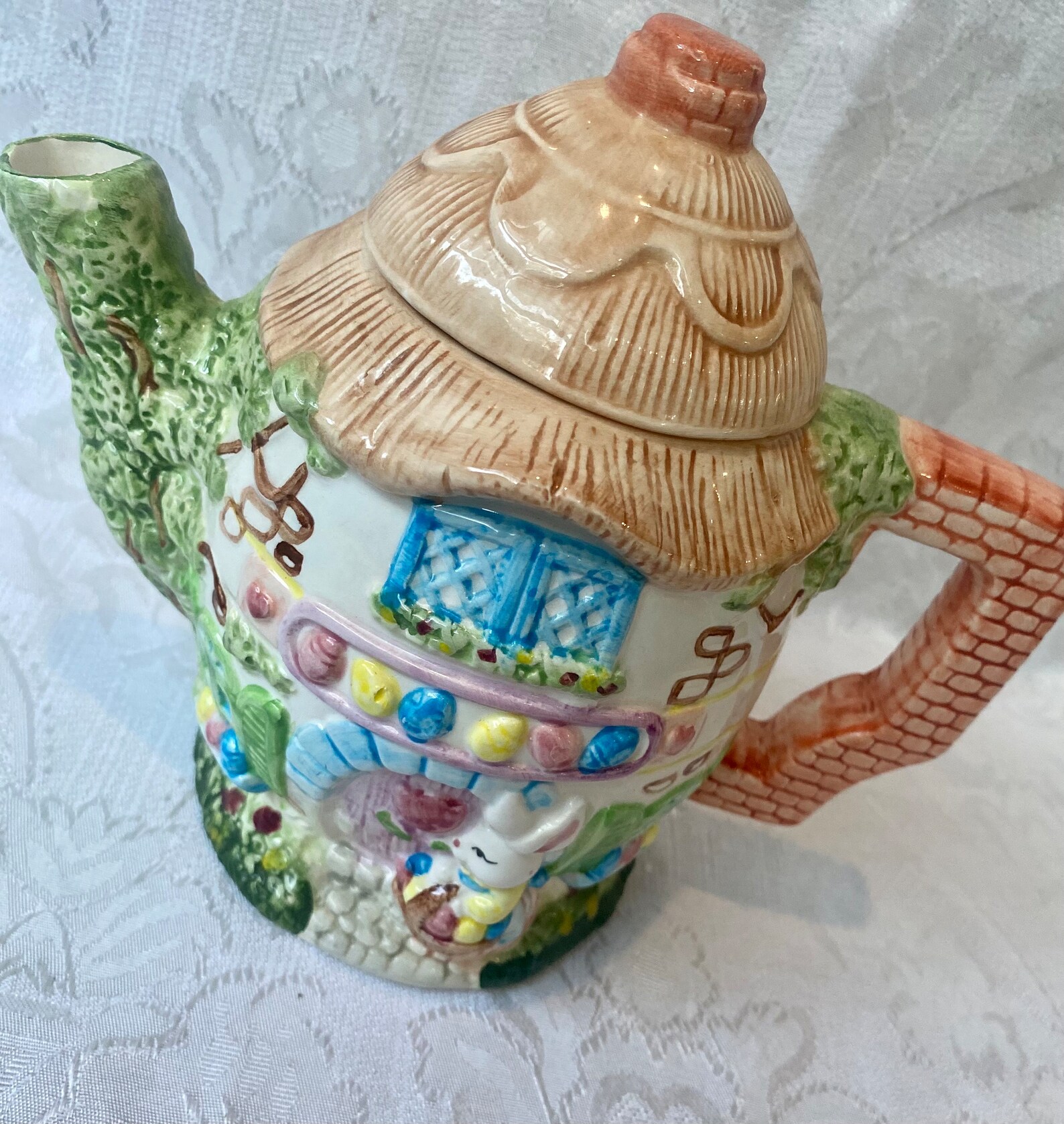 Vintage Easter Bunny House Lidded Teapot - Etsy