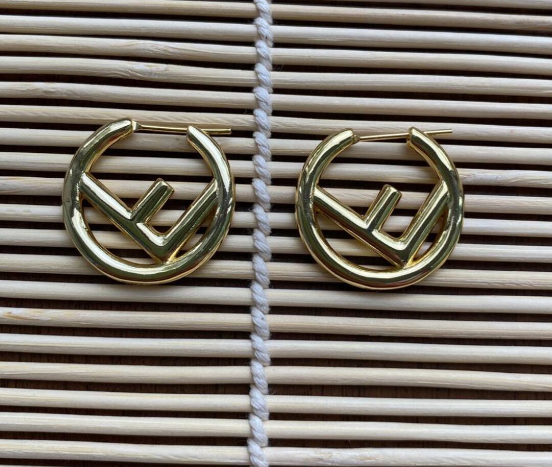 Vintage Fendi Gold Hoop 3cm Earrings - Etsy