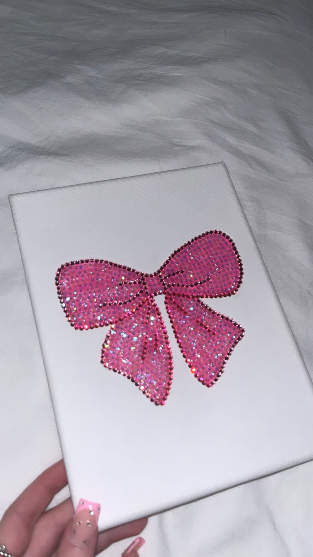 Pink Bow Gem Canvas - Etsy UK