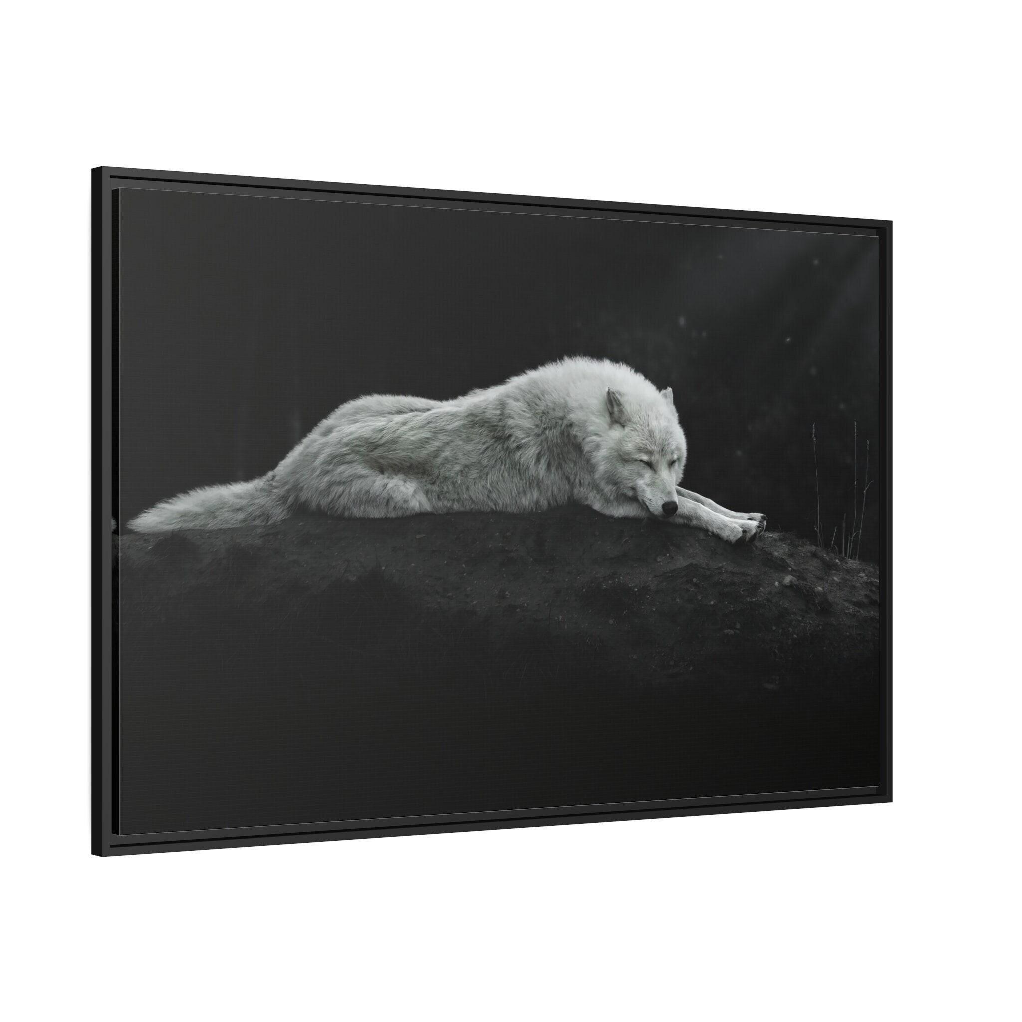White Wolf Poster, Arctic Wolf Canvas, Polar Wolf Wall Art, Sleeping ...
