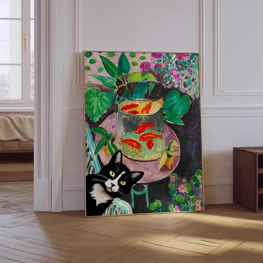 Henri Matisse’s Goldfish With a Playful Black Cat - Unique Wall Art for ...