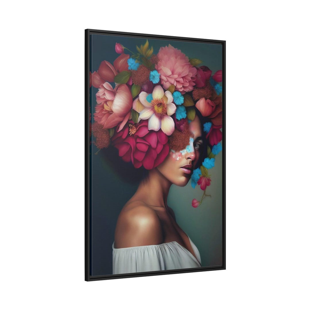 Flower Woman Poster, Flower Woman Head Poster, Canvas Art, Flowerhead ...