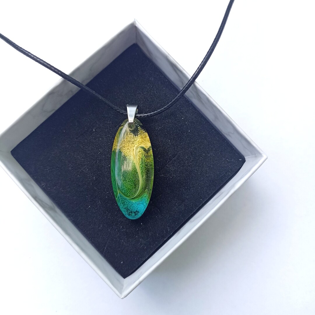 Rainforest Parrot Inspired Resin Pendant Necklace on Black Cord ...