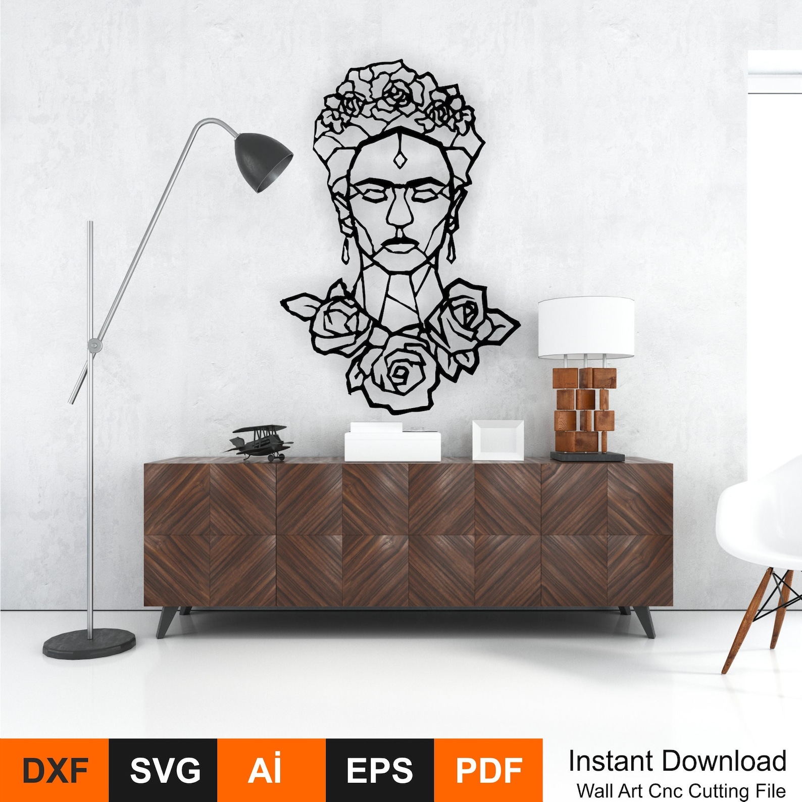 Frida Kahlo Face DXF SVG Plasma, Laser, Cnc File, Cricut, Silhouette ...