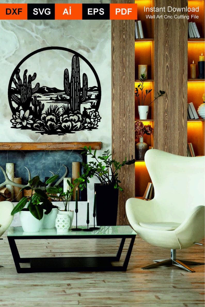 Cactus Wall Art Svg,dxf, EPS,AI and PDF Files.plasma Cut File,wall Art ...