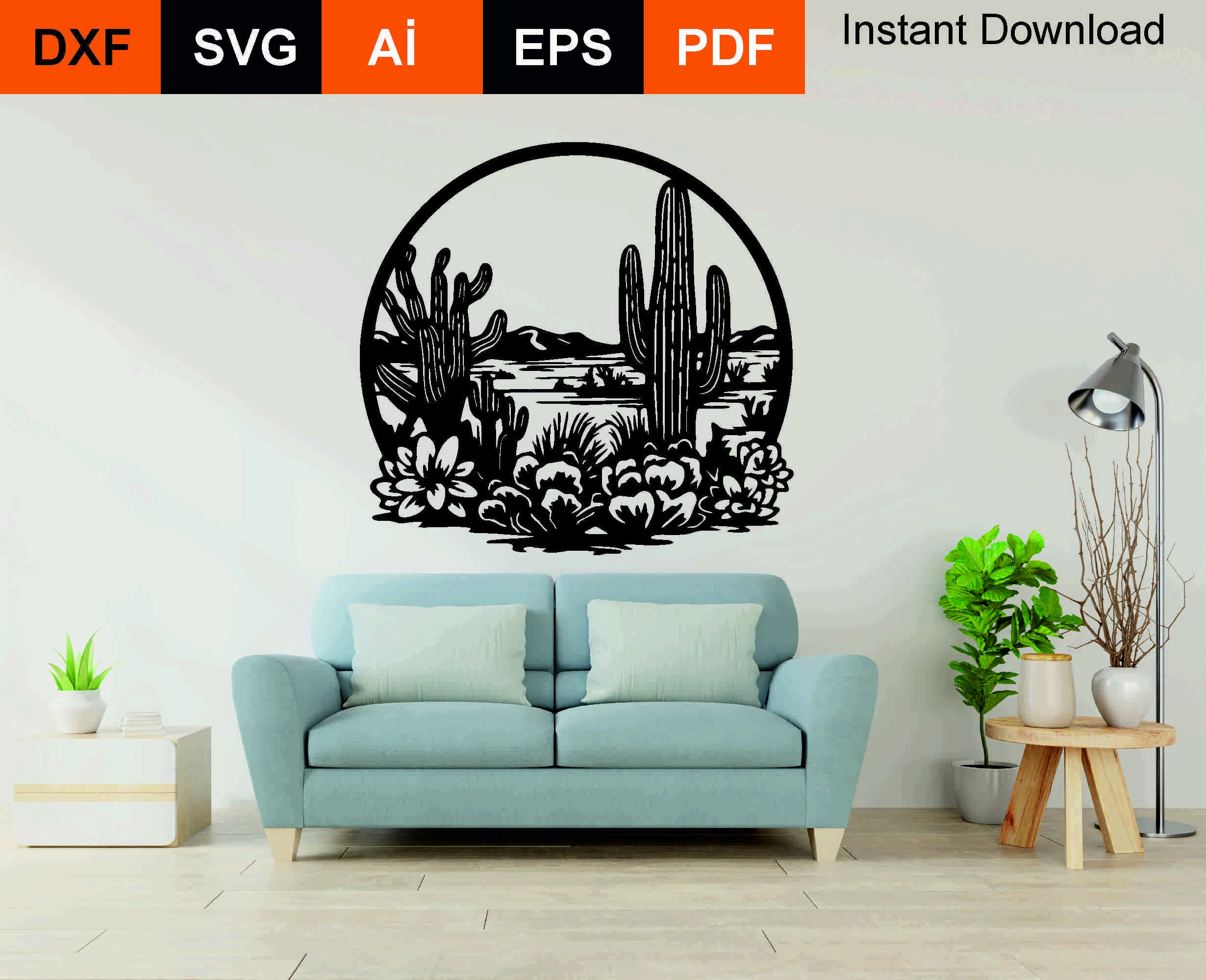 Cactus Wall Art Svg,dxf, EPS,AI and PDF Files.plasma Cut File,wall Art ...